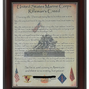NICE or BETTER U.S. Marine Corps Rifleman's Creed PERSONALIZED with ...