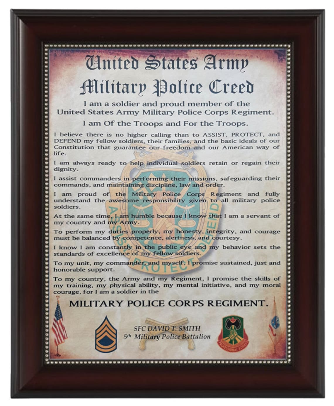 BETTER U.S. Army Military Police Creed Aged Parchment - Etsy