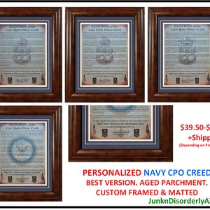 BETTER U.S. Navy Chief Petty Officer CPO Creed Framed PERSONALIZED ...