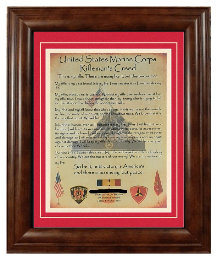 BEST U.S. Marine Corps Rifleman's Creed Aged Parchment - Etsy