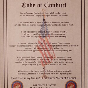 NICE or BETTER U.S. Military Code of Conduct Army Navy Marines Air ...