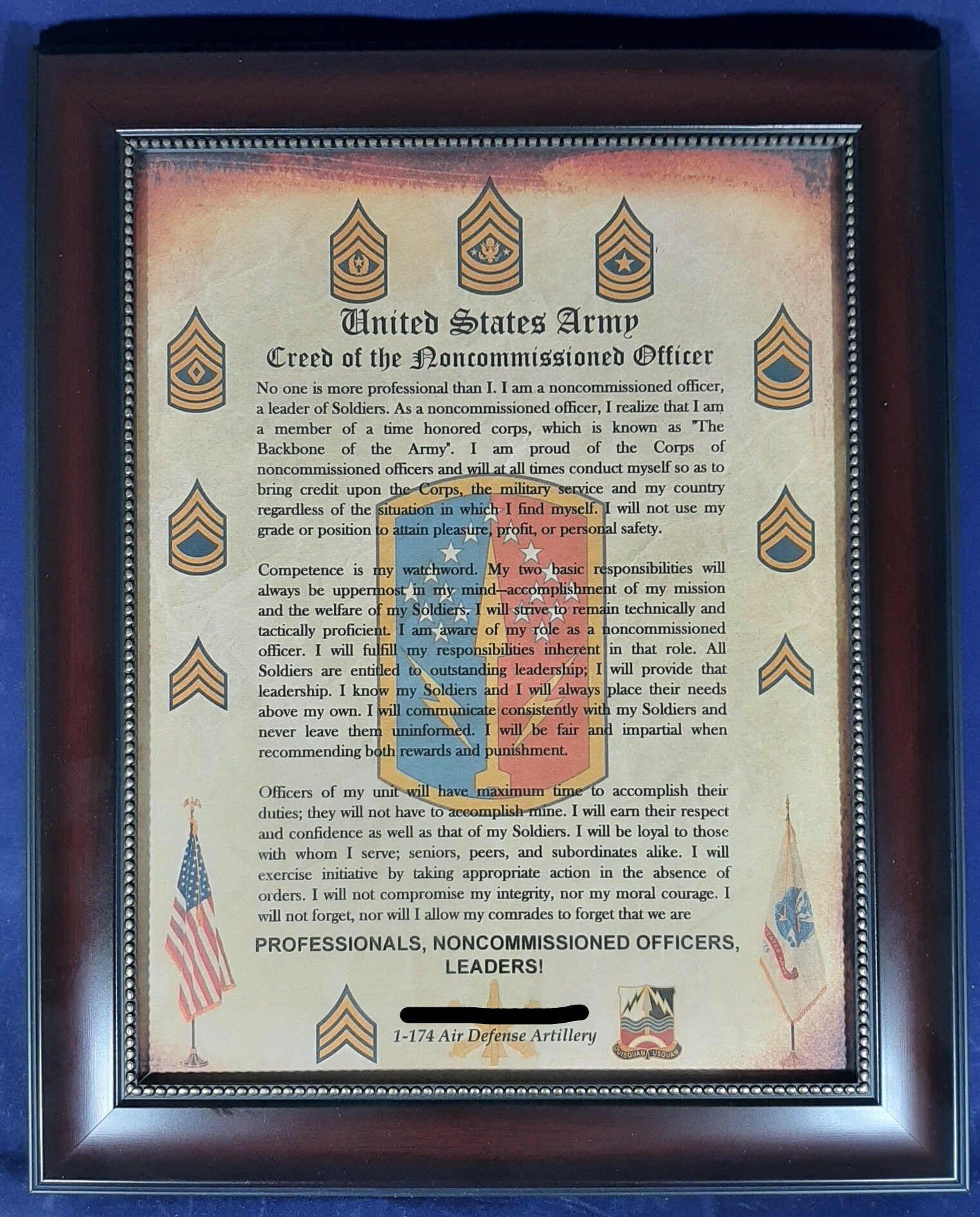 BETTER Army NCO Creed of the Noncommissioned Officer Aged | Etsy