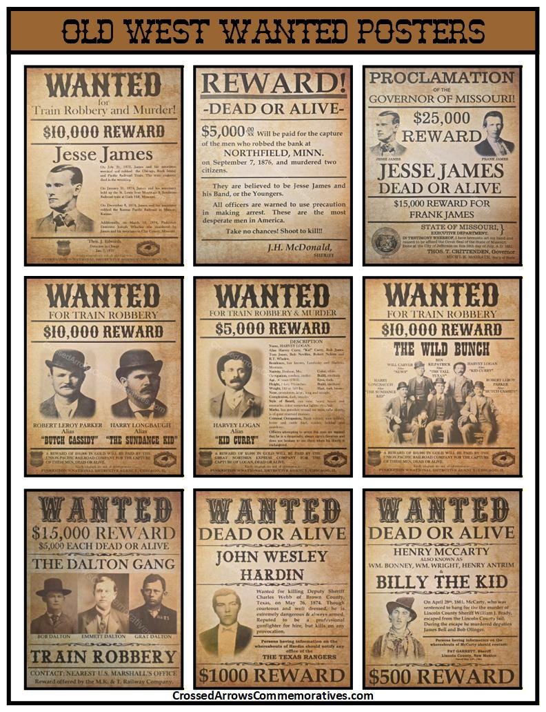 Old West Wanted Poster: Butch Cassidy & the Sundance Kid (modern ...