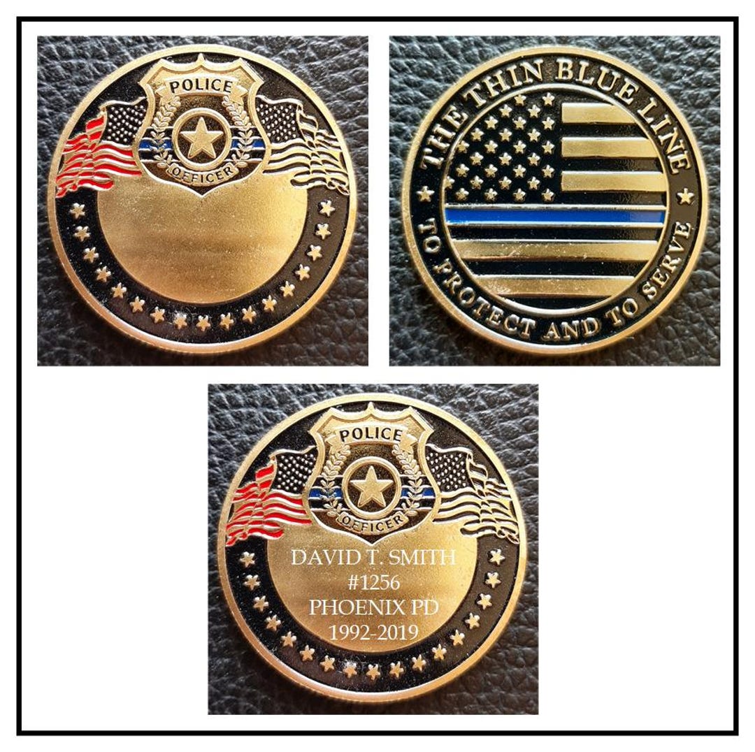 Challenge Coin: Police / Law Enforcement #1 Thin Blue Line ENGRAVING ...