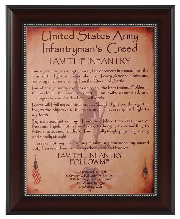 BETTER U.S. Army Infantryman's Creed Aged Parchment - Etsy