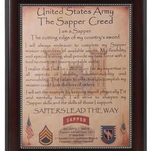 NICE or BETTER U.S. Army Sapper Creed PERSONALIZED with Coin Option - Etsy
