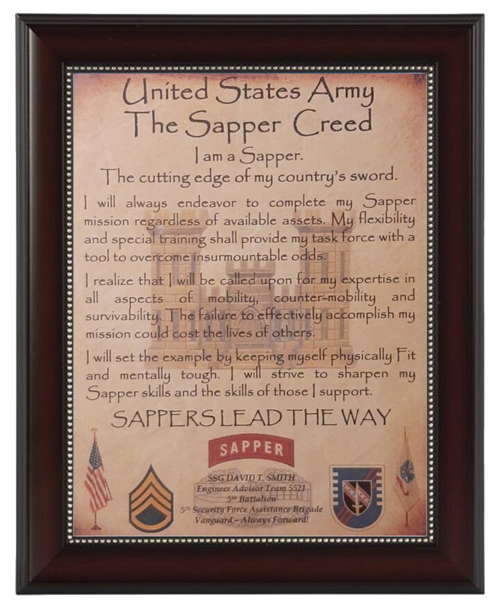 NICE or BETTER U.S. Army Sapper Creed PERSONALIZED with Coin - Etsy UK
