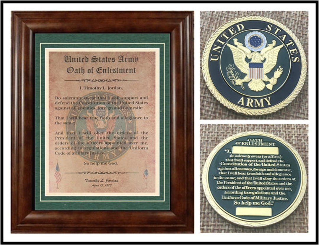 BEST U.S. Army Oath of Enlistment Certificate Framed Matted ...