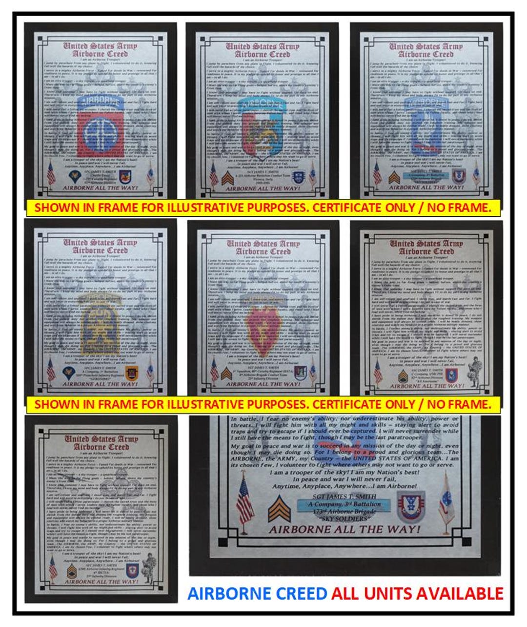 NICE or BETTER U.S. Army Paratrooper Airborne Creed: All Units ...