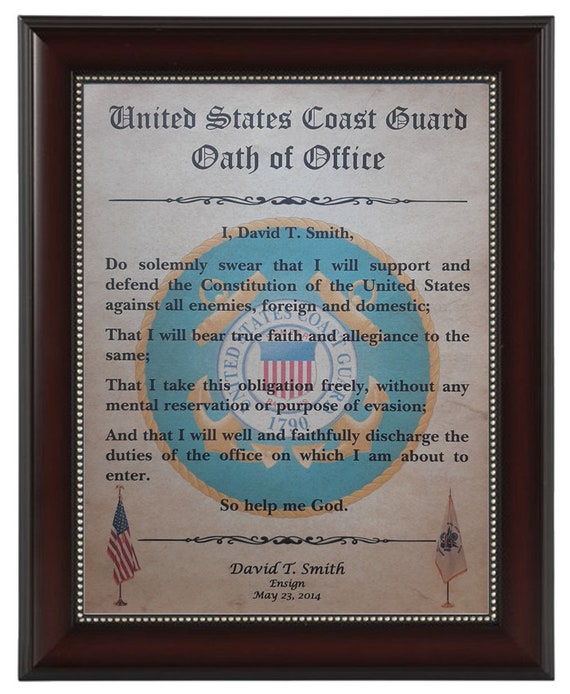 BETTER U.S. Coast Guard OFFICER Oath of Office Aged Parchment | Etsy