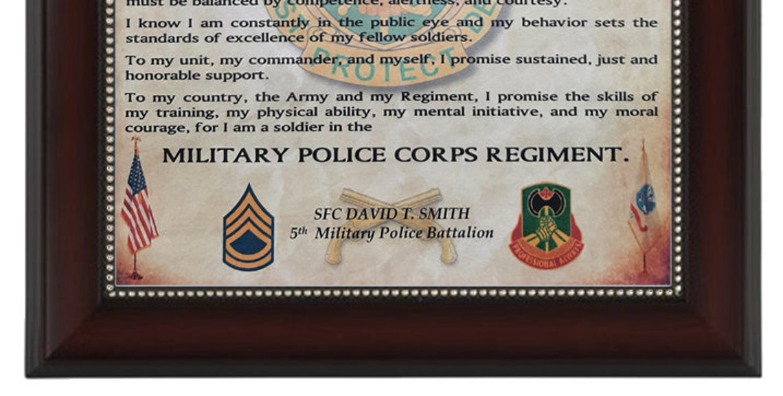 BETTER U.S. Army Military Police MP Creed Aged Parchment - Etsy