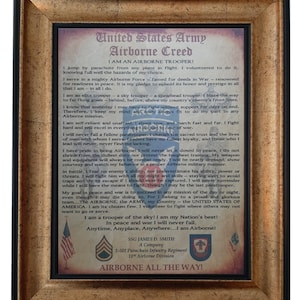 BETTER U.S. Army Paratrooper Airborne Creed: 82nd 509th 173rd 25th All ...