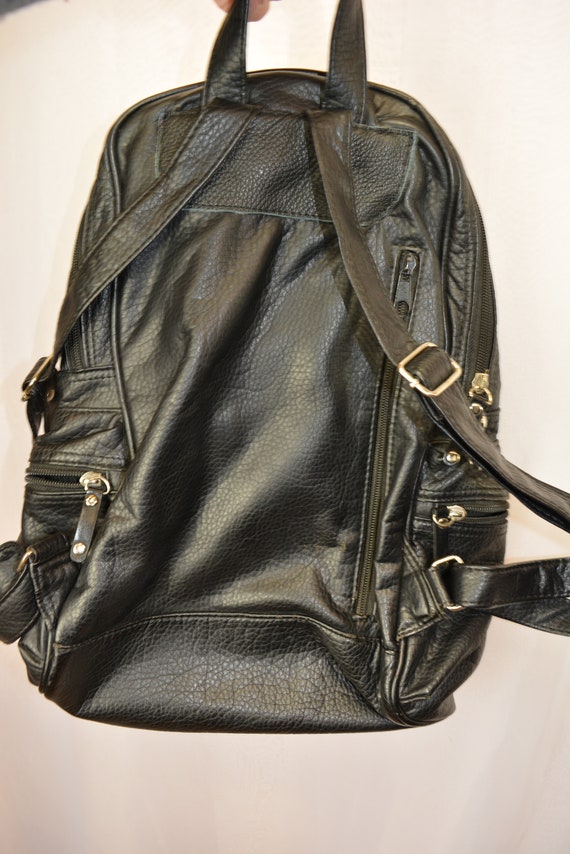 Vintage black fake leather backpack for women - Gem