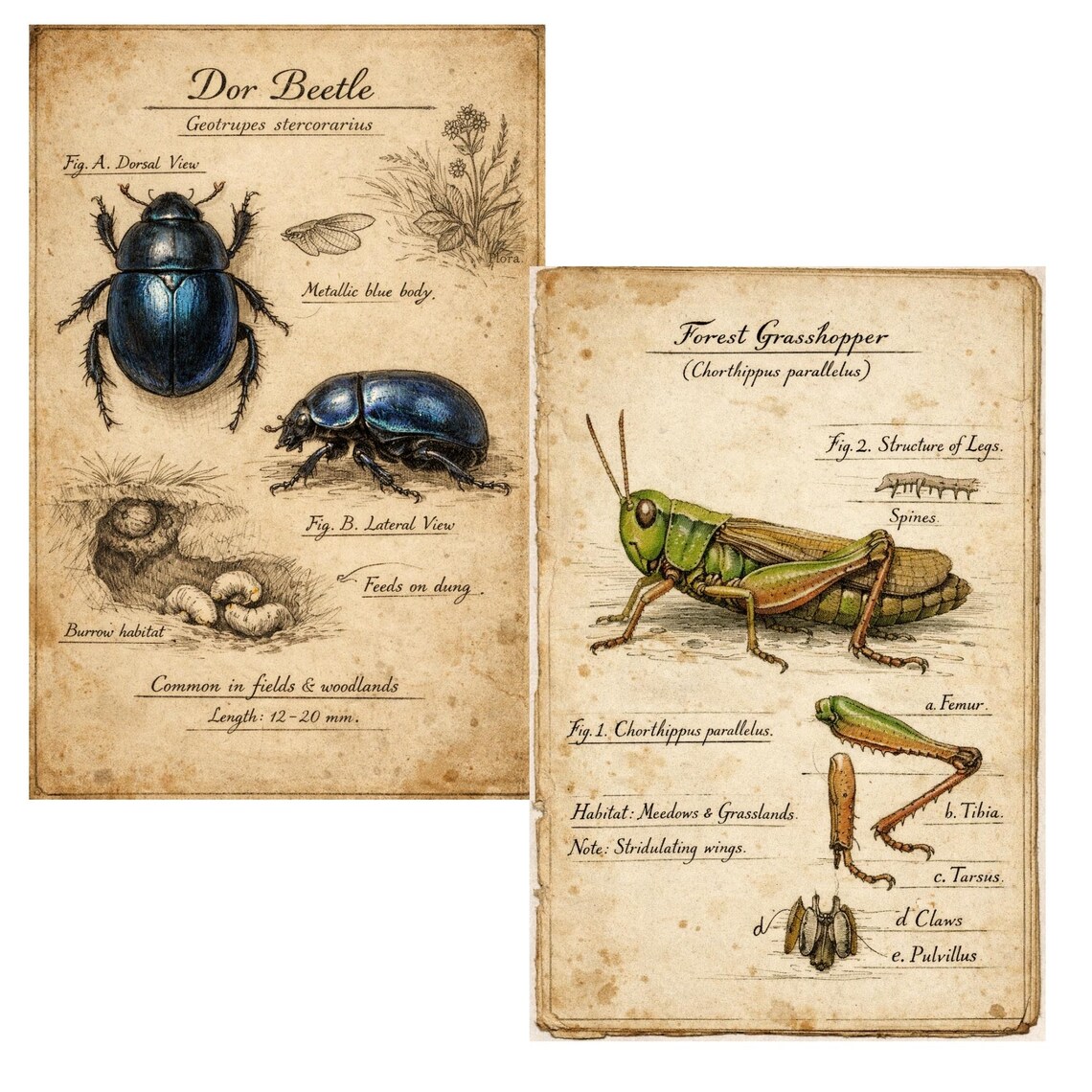Forest Insects Specimen Journal Pages – Vintage Entomology Printable ...