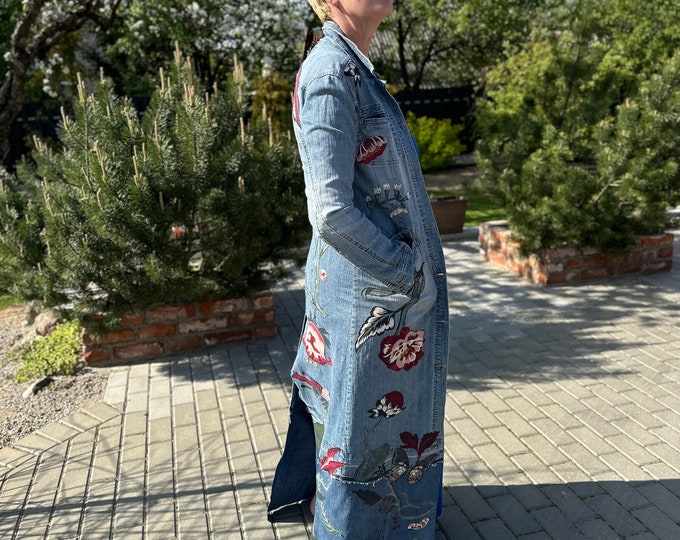 Up Cycled Denim Jacket Refashioned Woman's Clothes Embroidered and ...