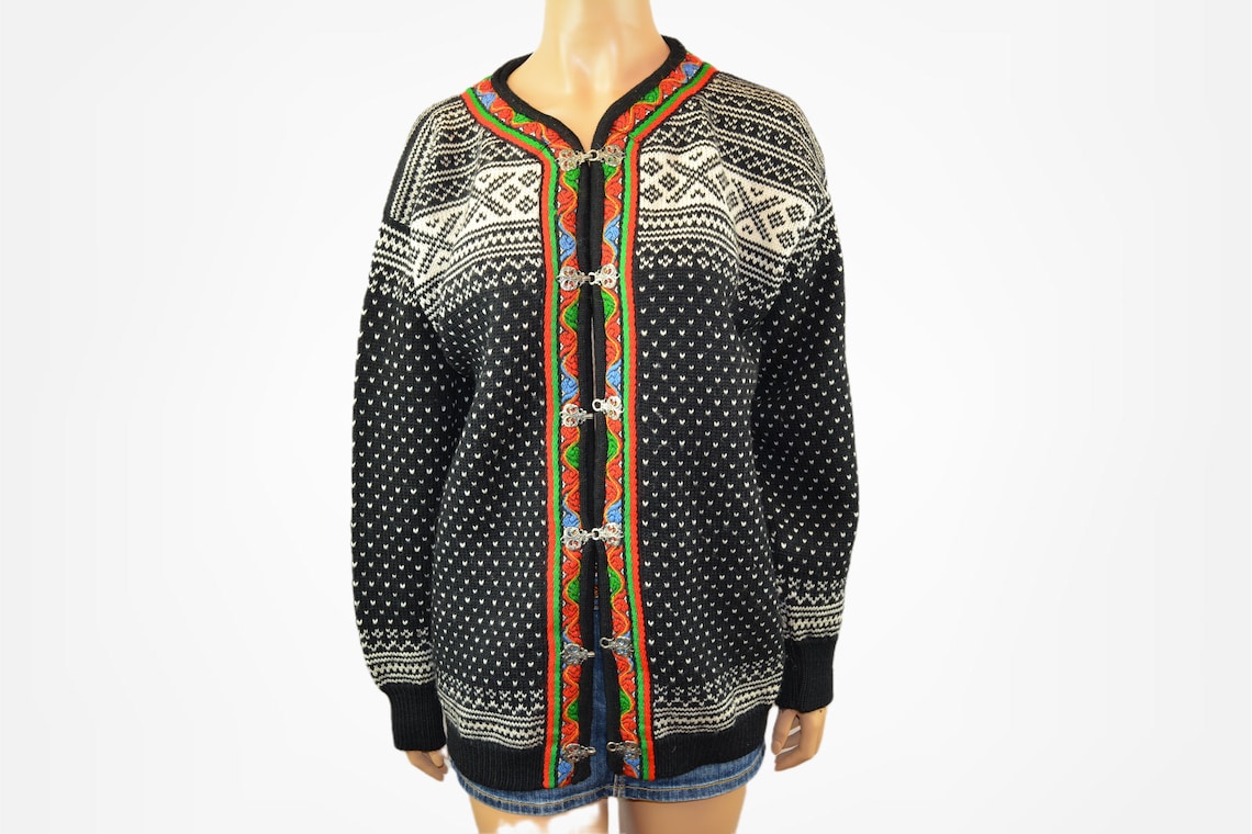 Wool vintage cardigan Norwegian sweater Dale of Norway Size L | Etsy