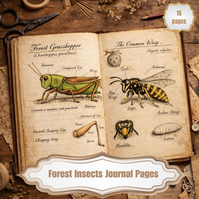 Forest Insects Specimen Journal Pages – Vintage Entomology Printable ...
