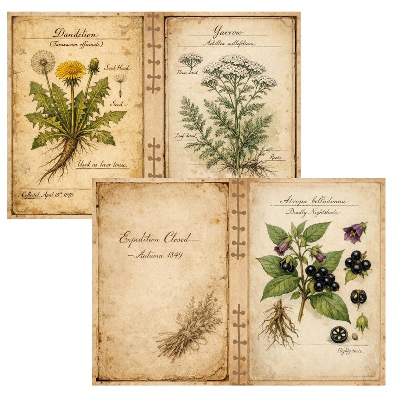 Naturalist Plant Ephemera, Vintage Botanical Junk Journal Pages - Etsy