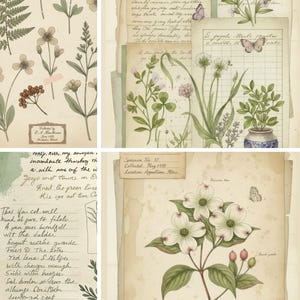 Vintage Herbarium Pages – Botanical Journal Printables, Antique Plant ...