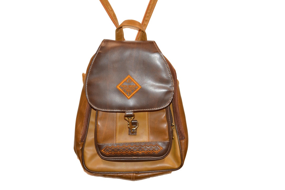 Vintage Fake Leather Backpack - Etsy