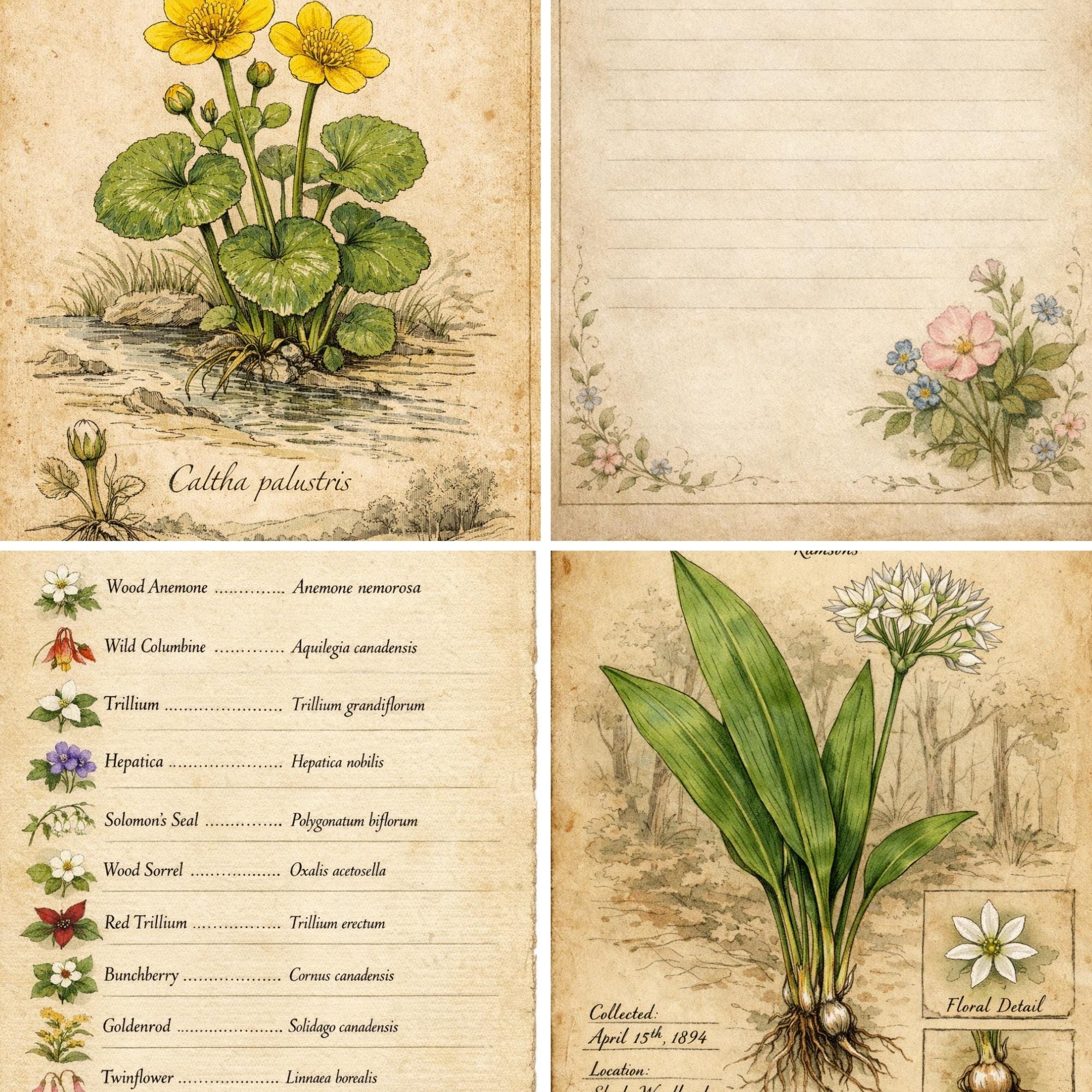Wildflower Field Notes Kit Botanical Junk Journal (digital Download A4 ...
