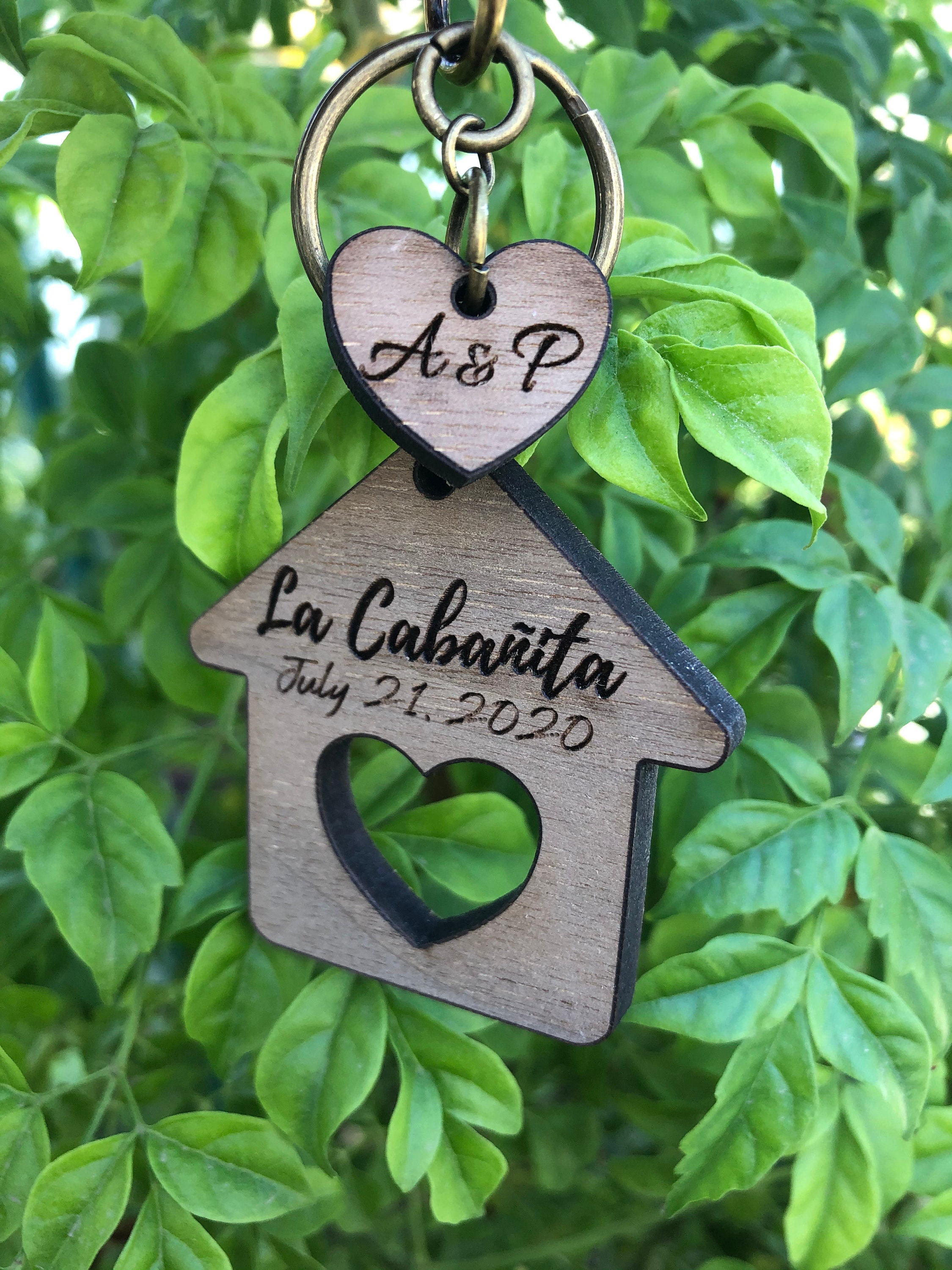 SET of New Home Personalized Keychains First Home Date Keyring House ...