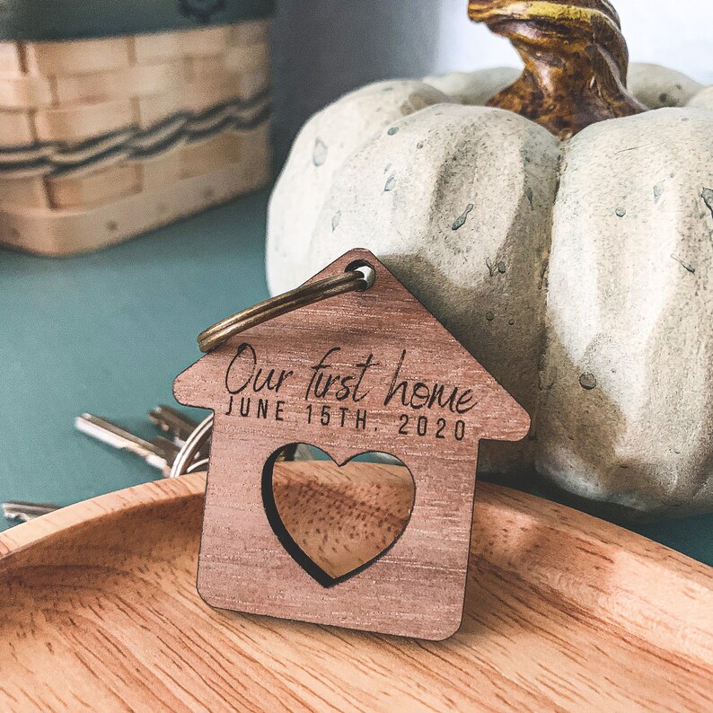 SET of New Home Personalized Keychains First Home Date Keyring House ...