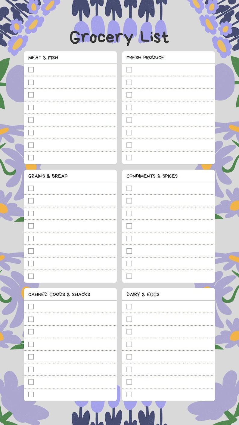 Grocery Shopping List - Etsy