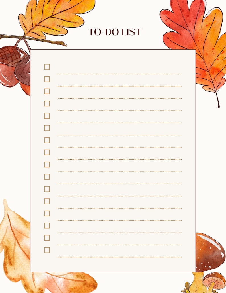 Fall-themed to Do List - Etsy