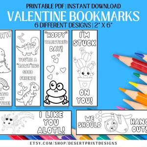 COLOR YOUR OWN Printable Valentine Bookmarks - Etsy