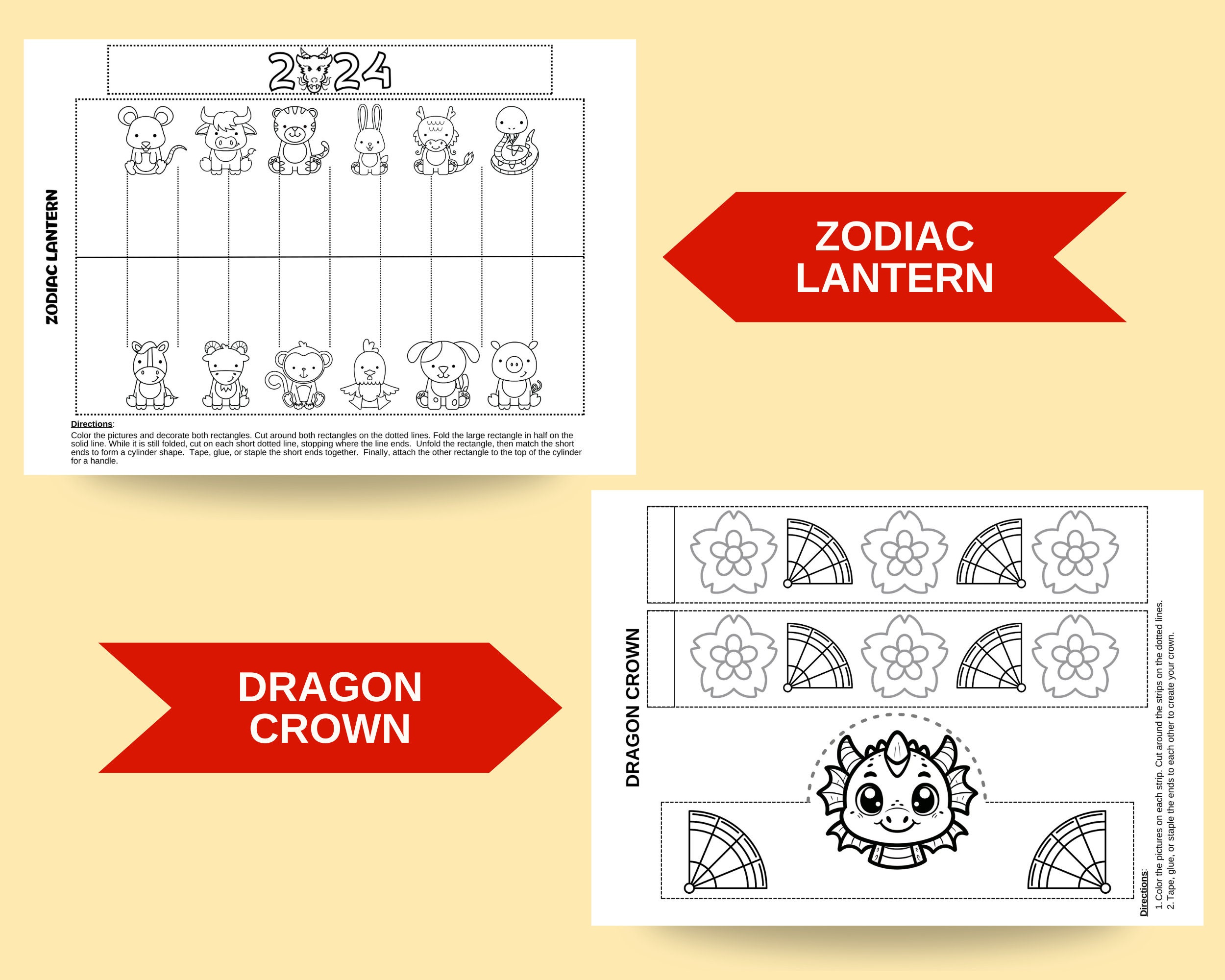 2024 Lunar New Year Activity Bundle: Word Search, Mazes, Coloring Pages ...
