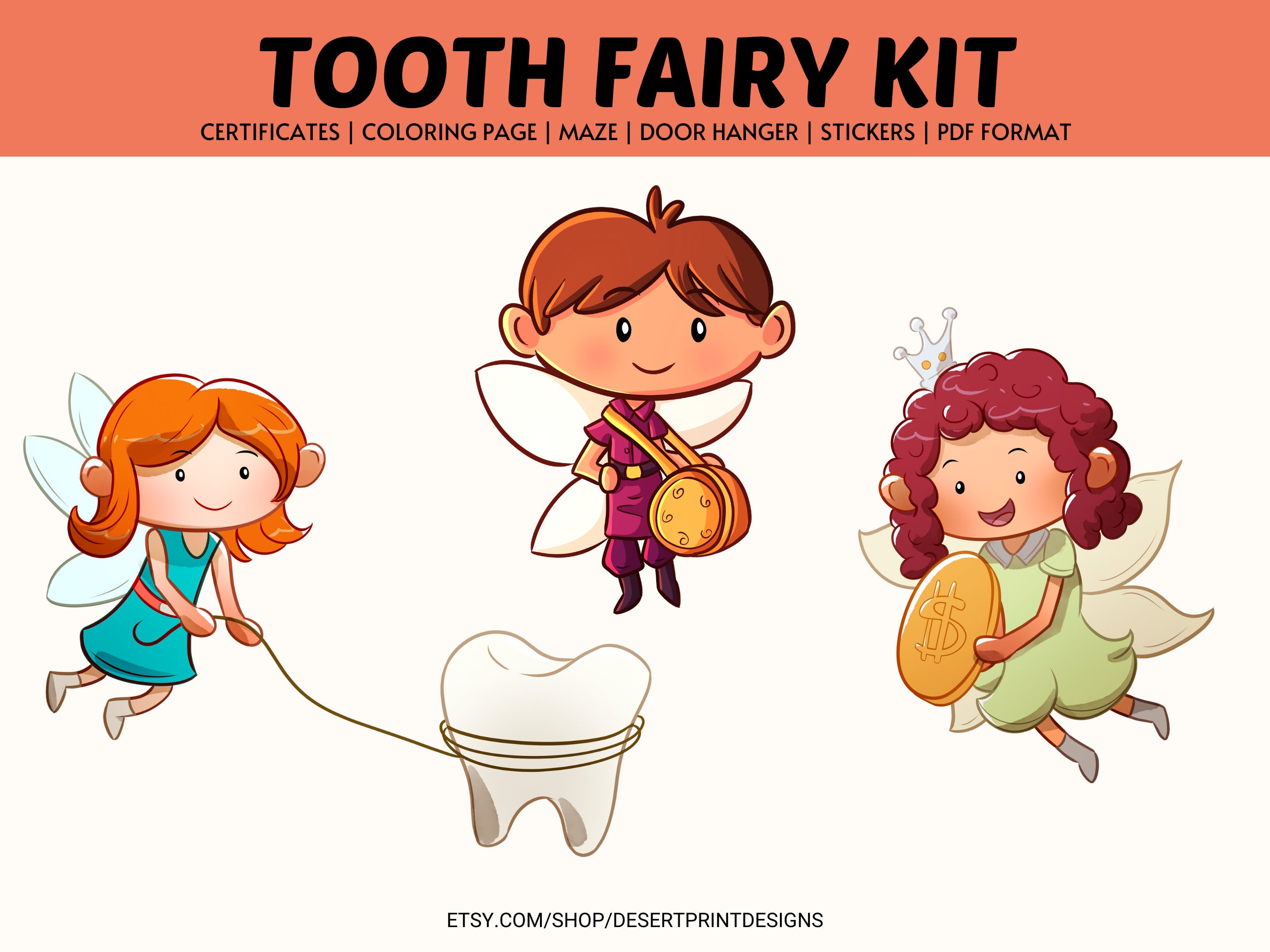 Printable Tooth Fairy Kit (certificates, Door Hangers, Stickers ...