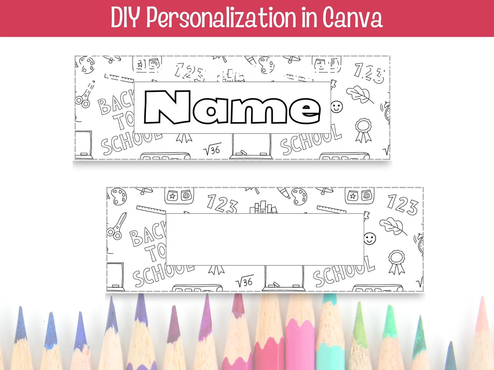 Back-to-school Coloring Bookmarks | Editable Canva Template | Printable ...