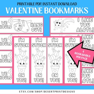 COLOR YOUR OWN Printable Valentine Bookmarks - Etsy