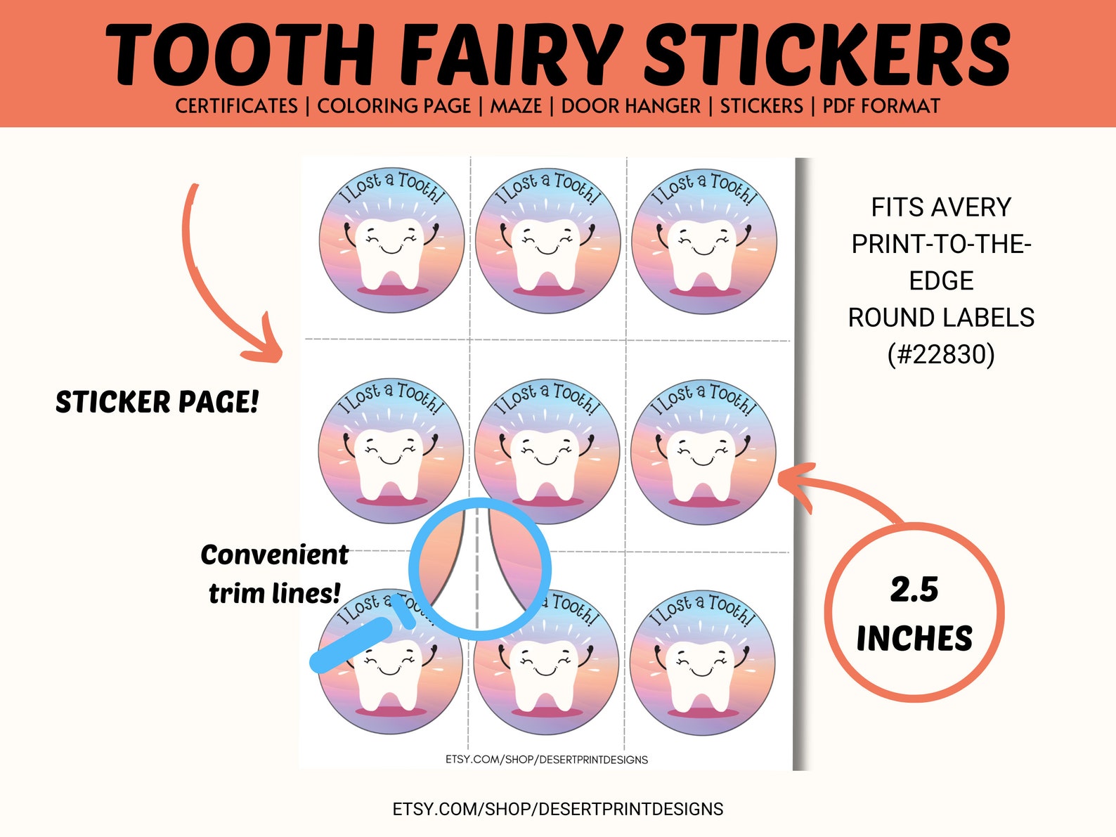 Printable Tooth Fairy Kit (certificates, Door Hangers, Stickers ...