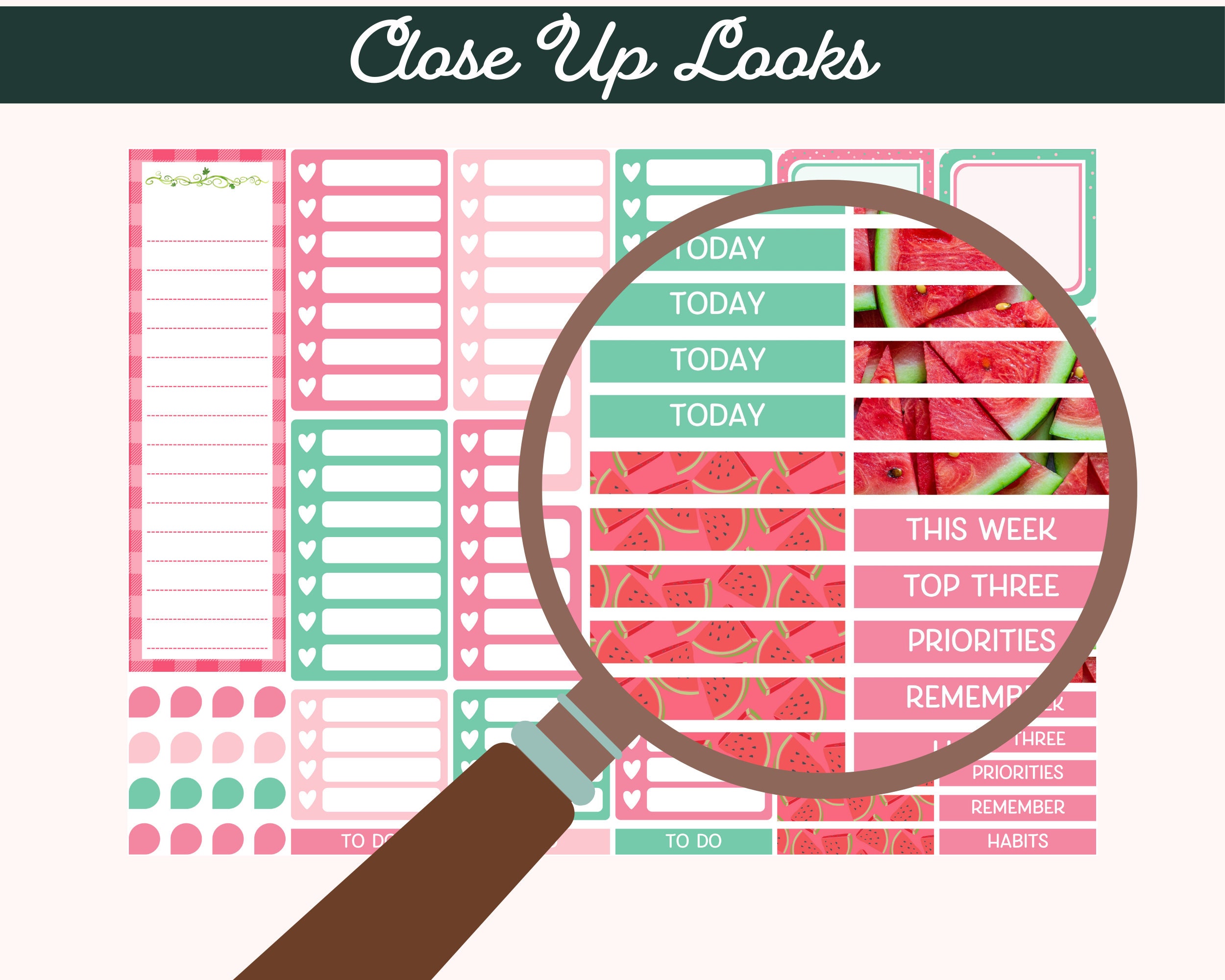 Watermelon Planner Stickers: Summer Weekly Kit (PDF, PNG, Studio) - Etsy