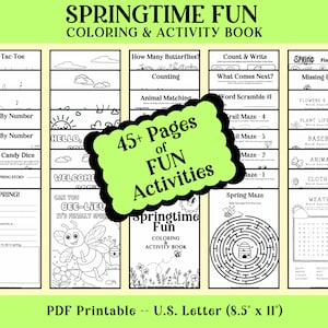 Spring Activity Printable Bundle, Spring Coloring Pages, Spring Word ...