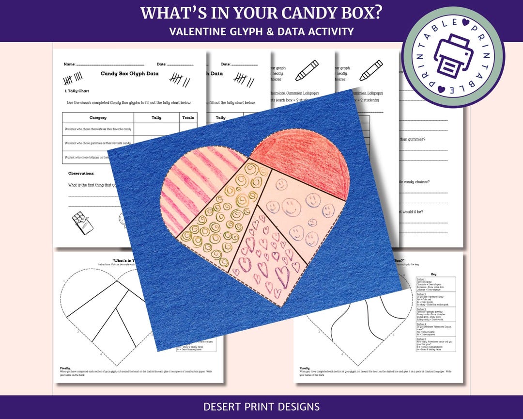 Valentine’s Day Glyph Activity Bundle – Math, Data Collection, and Bar ...