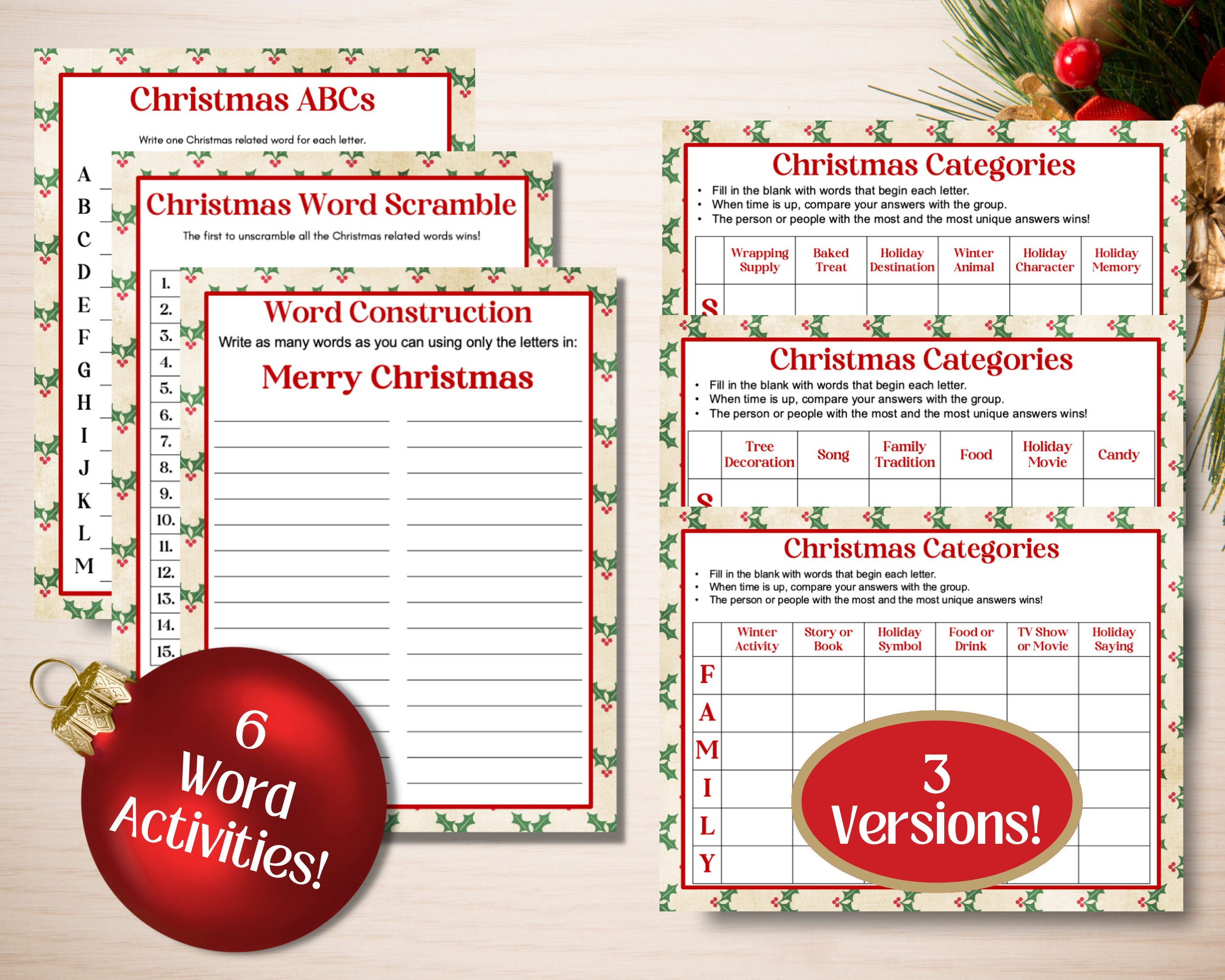 Printable Christmas Game Bundle - Etsy