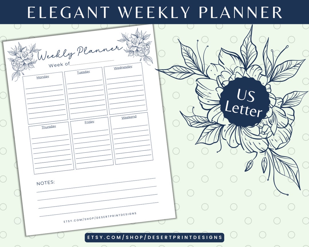 Elegant Weekly Planner - Etsy