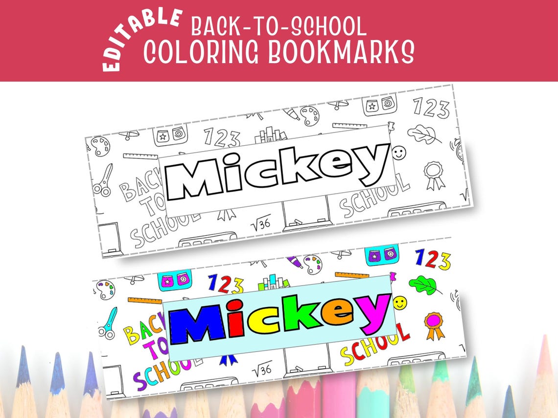 Back-to-school Coloring Bookmarks | Editable Canva Template | Printable ...