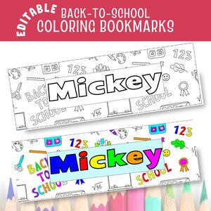 Back-to-school Coloring Bookmarks | Editable Canva Template | Printable ...