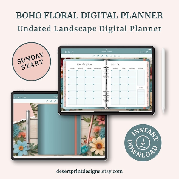 Undated Digital Planner - Etsy