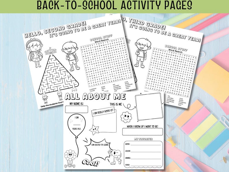 Back-to-school Activity Pages 2nd and 3rd Grade Word Search Maze ...