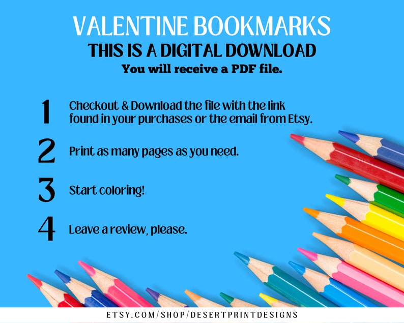 COLOR YOUR OWN Printable Valentine Bookmarks - Etsy