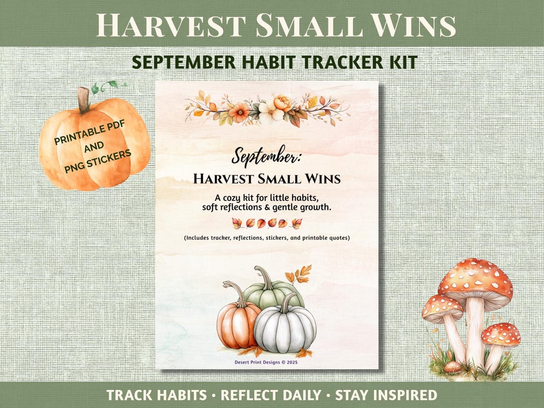 September Habit Tracker Kit: Daily Reflections, Quote Cards & Stickers ...