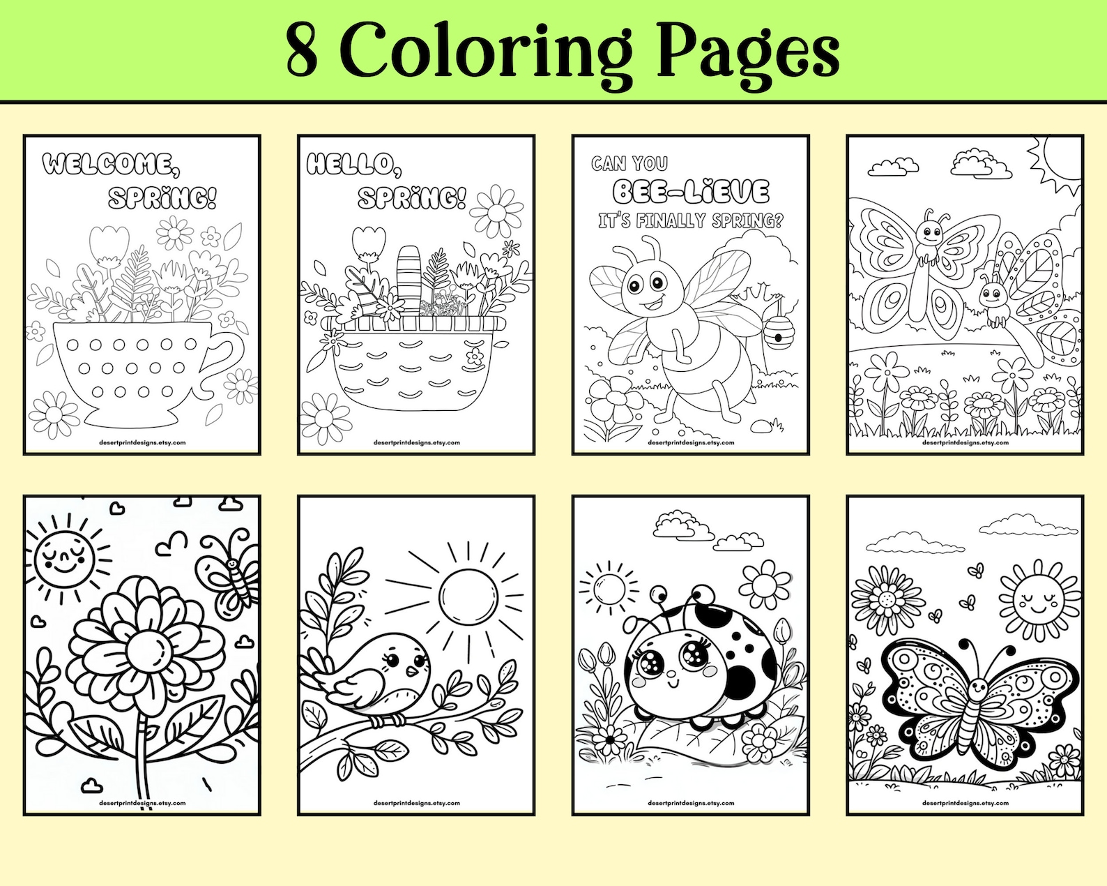 Spring Activity Printable Bundle, Spring Coloring Pages, Spring Word ...