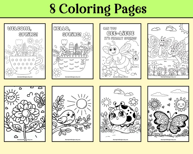 Spring Activity Printable Bundle, Spring Coloring Pages, Spring Word ...