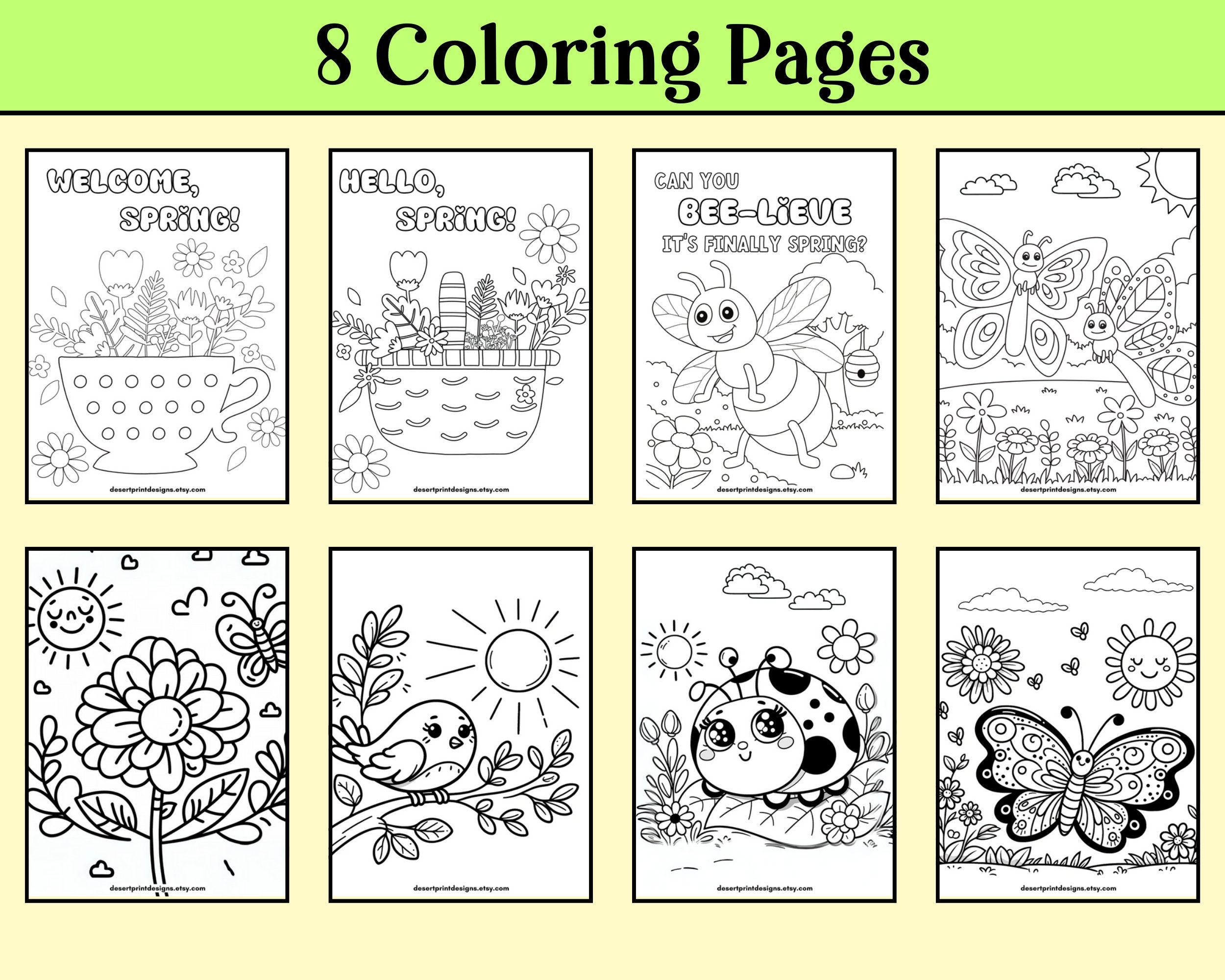 Spring Activity Printable Bundle, Spring Coloring Pages, Spring Word ...