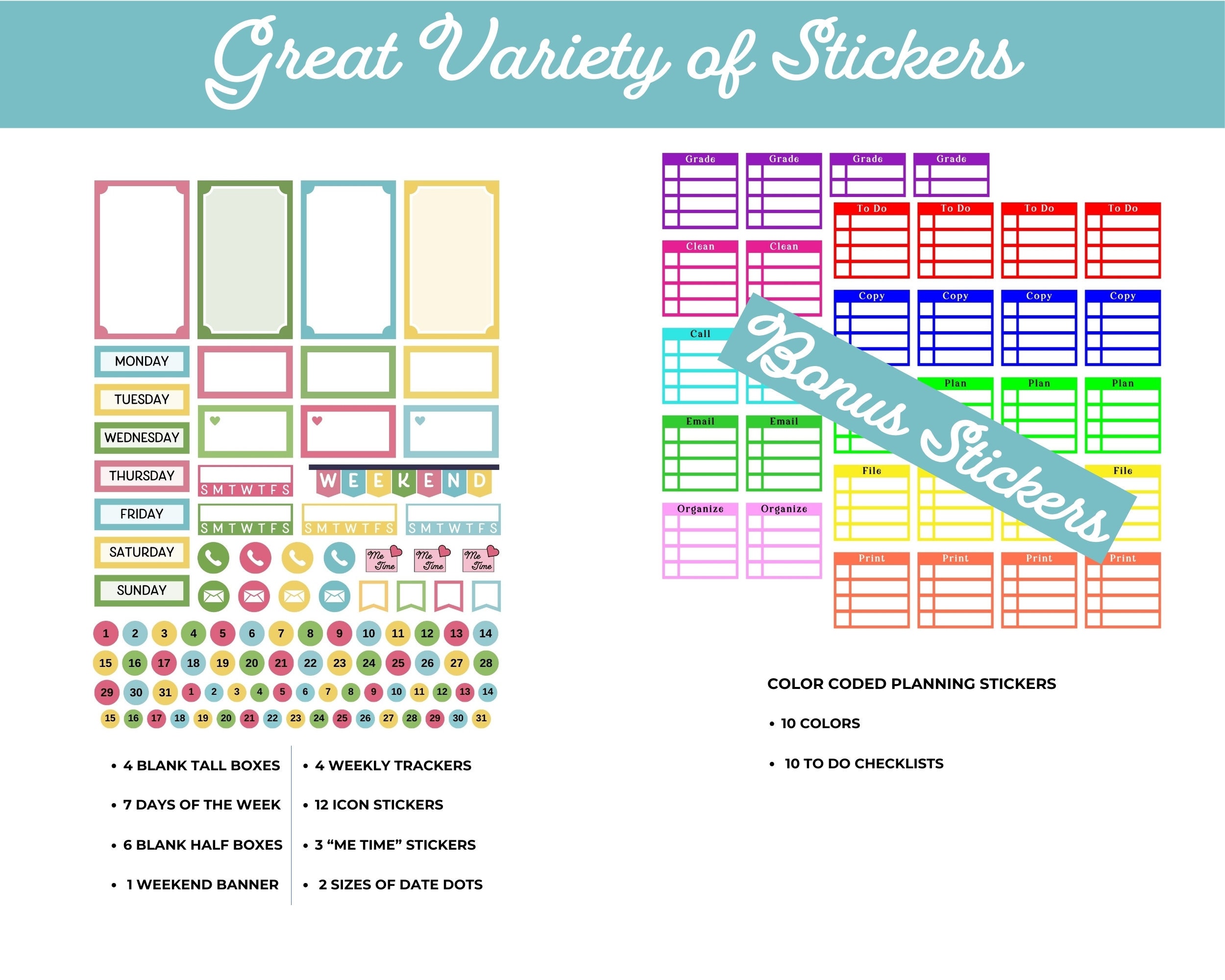 Back-to-school Watercolor Planner Stickers | Printable School Days Kit ...